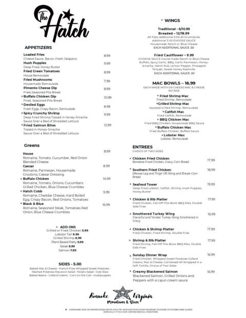 The Hatch Menu | Bold Flavors & Southern Comfort Dining
